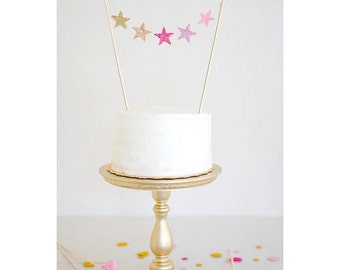 pink and gold OMBRE Felt Glitter cake topper STARS