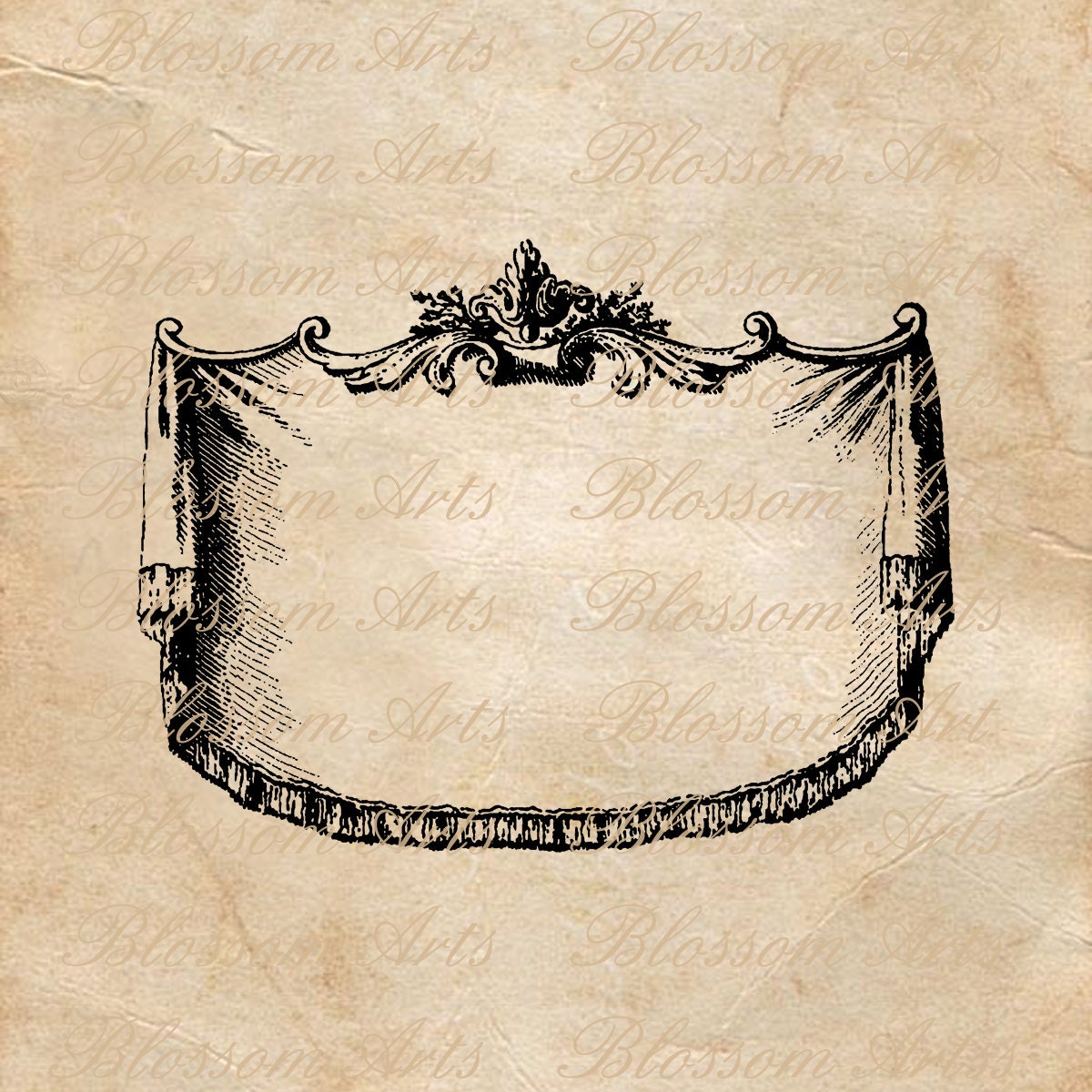 Draped Cartouche FRAME Instant Digital Download Clip Art
