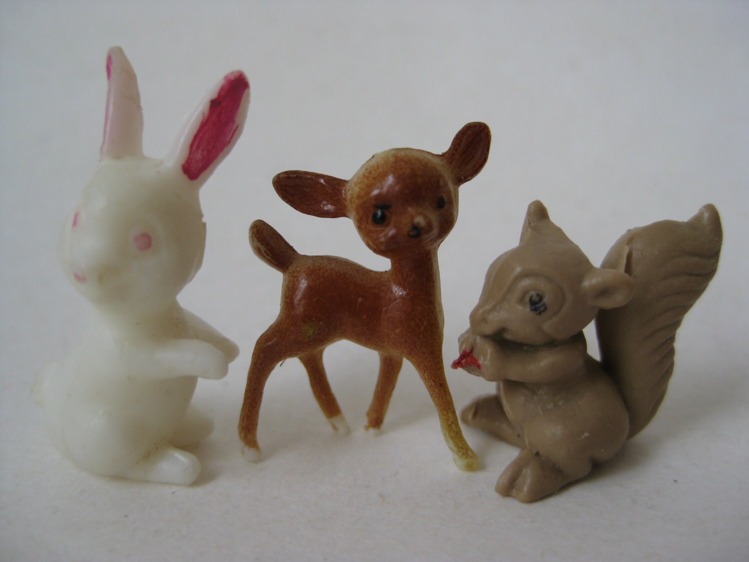 Rabbit Squirrel Fawn Figurines Deer Bunny by vintagejewelryalcove