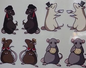 Rat Heart Cute Fancy Rat Vinyl Stickers x2 Custom options