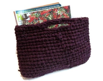 Eggplant Purple Handmade Rag Rug Upcycled Recycled Cottage Chic Crochet ...