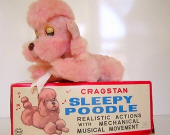 Vintage 1960s Cragstan Sleepy Pink Poodle Lullaby Musical Movement Wind ...