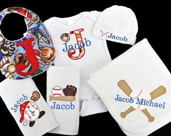 Personalized Baby Bodysuit and Beanie Cap by AddieKakesKreations