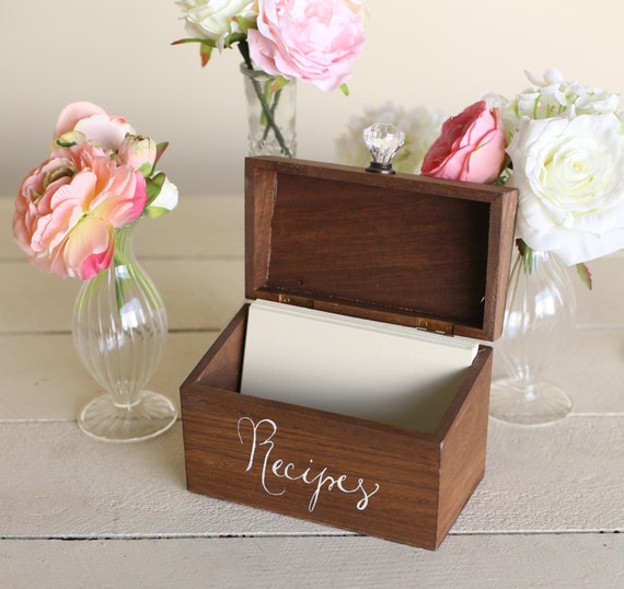 Personalized Wood Recipe Box Monogrammed Bridal By Braggingbags