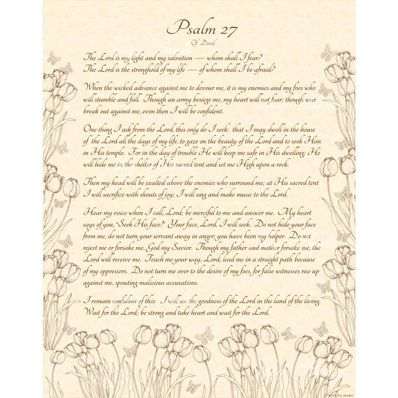 PSALM 27 1 14 NIV Calligraphy Art Print 11x14 On By VintageVerses