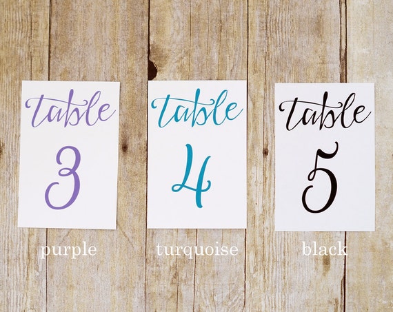 4x6 Table Number Cards Printed Modern Script Wedding by decocards
