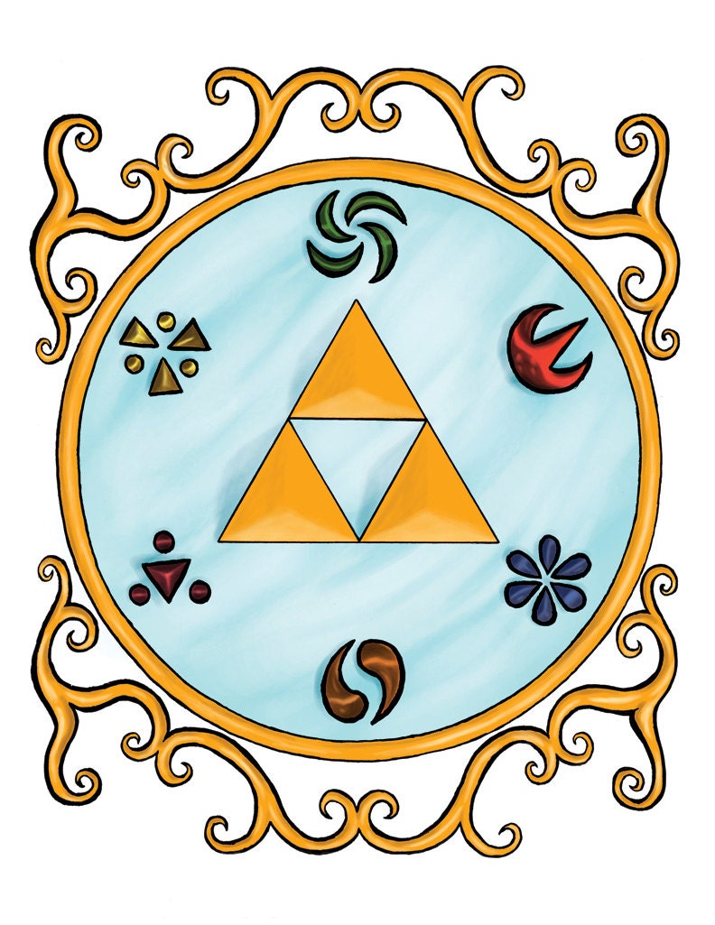 Legend of Zelda Triforce and Sage Emblems art print