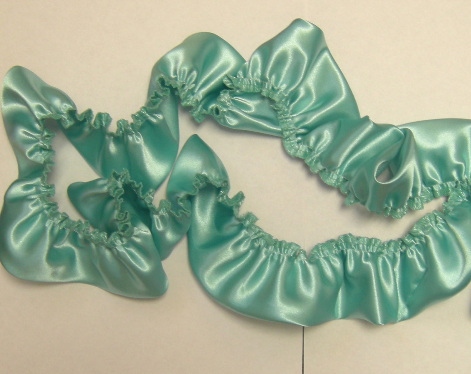 2 yards Aqua Blue Polyester Satin Ruffle Trim