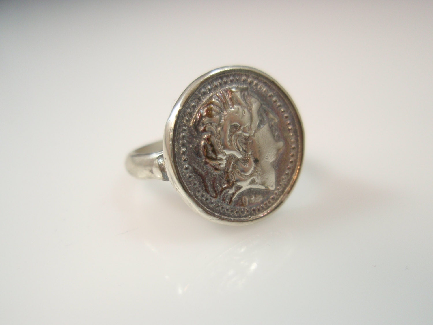 vintage Alexander Great Greek Coin ring Sterling Silver 925