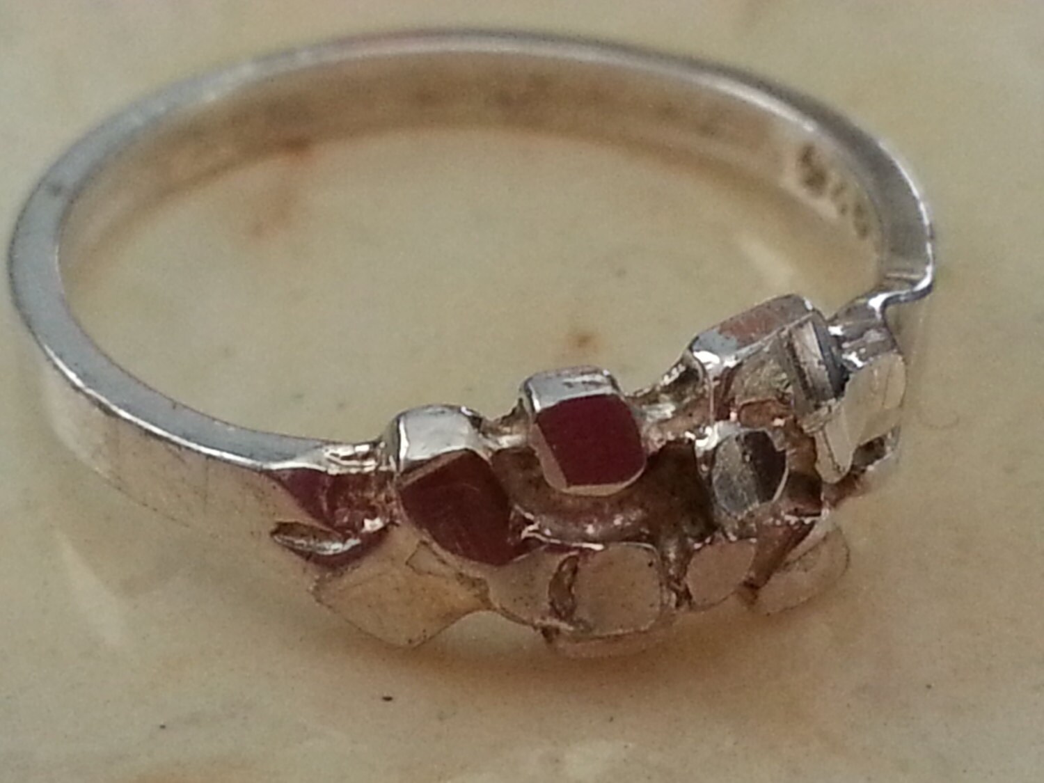 Vintage Sterling Silver 925 Nugget Ring 1980s Hand Made Size 6