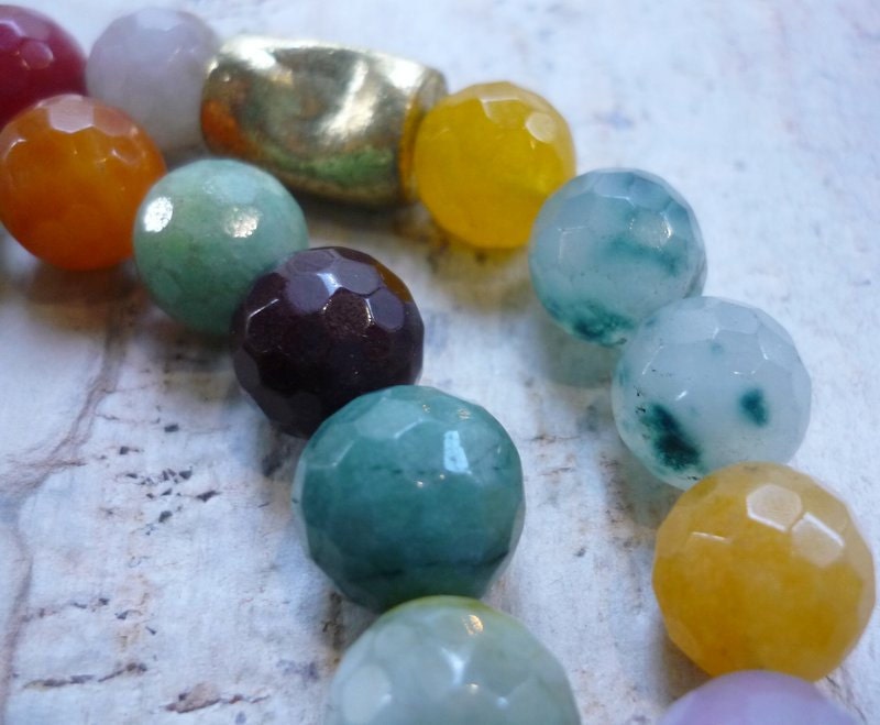 Bright Colors Necklace Colorful Agate Stones by Ellishshop on Etsy