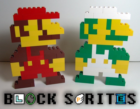 Lego Sprite NES Mario Bros. Set of 2 by xelzor on Etsy
