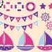 Nautical Clip Art Sail Boat Clipart Pink and by StripedElephants