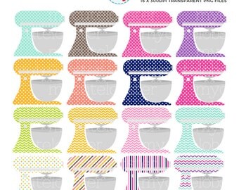 Stand Mixer Clipart Set - clip art set of patterned stand mixers ...