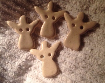 Angel buttons set four ceramic fairy wings