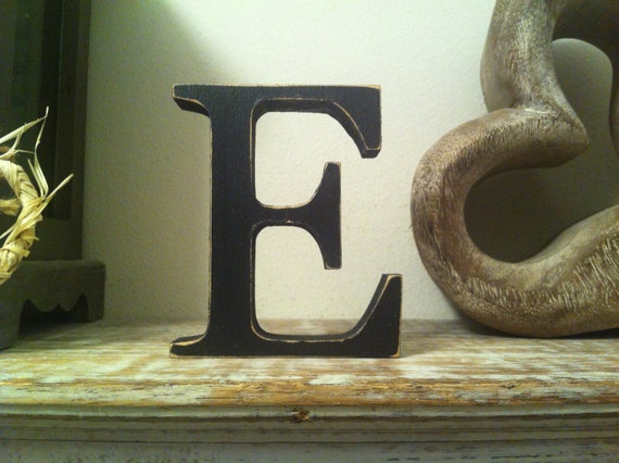 Hand-painted Wooden Letter E Freestanding Georgian Font