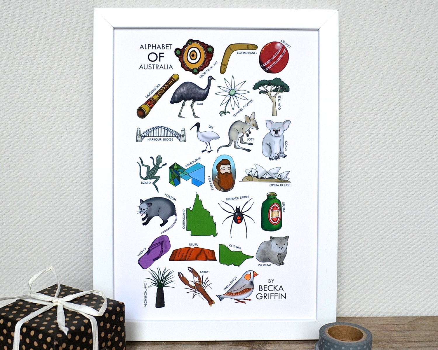 Australia Alphabet Print Australia wall art Australian art