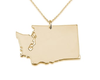 Items similar to Washington State Necklace in rose Gold, WA state rose ...
