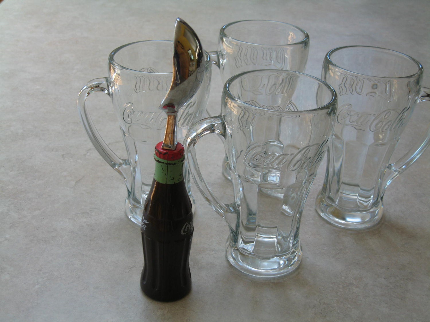 Vintage Set Of 4 Coca Cola Glasses With Handles Coca Cola