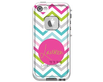 Sassy Chevron Monogrammed LifeProof Fre iPhone 5/5s, iPhone 5c or ...