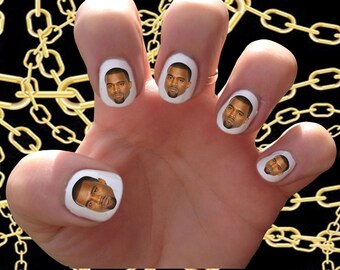 Kanye // Yeezy // Kim Kardashian // Rap // Rapper Nail Decals Transfer ...