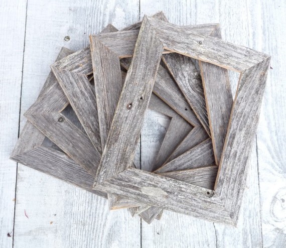 Rustic Barn wood Picture Frames - Set of FIVE 5 x 7 Shabby Chic Picture ...
