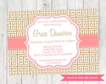 Popular items for greek key invitation on Etsy