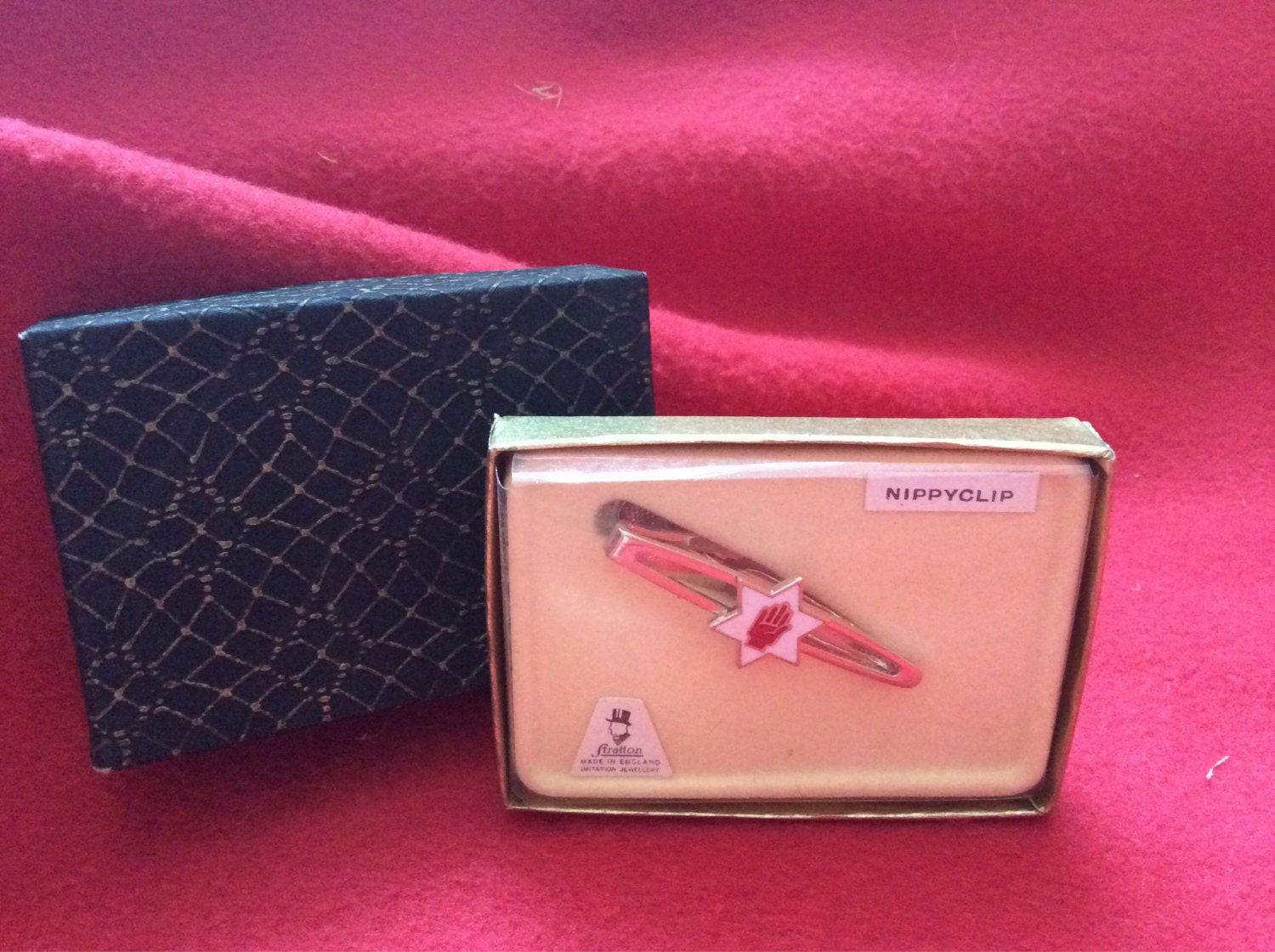 Vintage gold tone and enamel red hand of Ulster tie clip made by ...