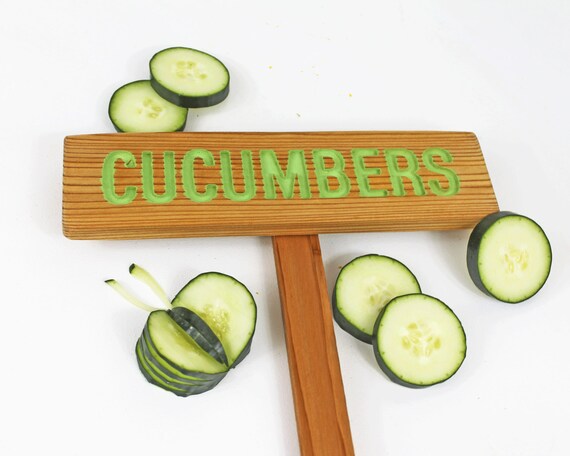 CUCUMBERS Garden Sign Painted & Oil Sealed Cedar by TheCommonSign