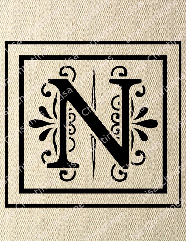 Ornamental Monogram Letter N Digital Image Instant Download 162 from ...