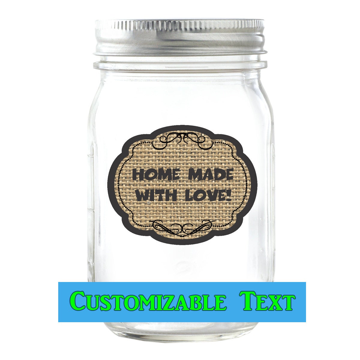 Mason Jar Labels Customizable 2.5″ x 2″ Stickers Burlap Theme ...