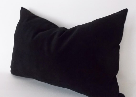Velvet Cotton Black Lumbar Pillow Cover Decorative by mertakkul
