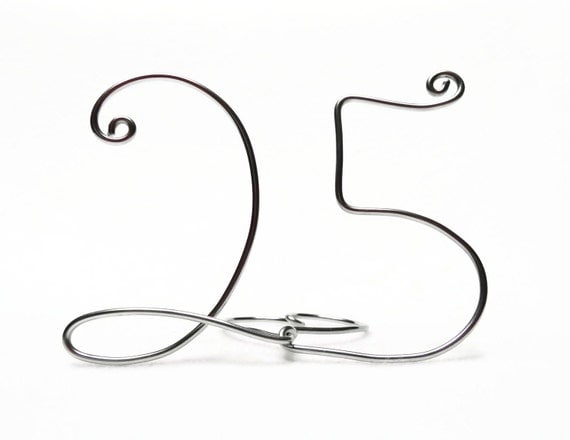 25th Anniversary/ Birthday Wire Number Cake Topper Silver