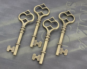 50 pcs Antique Brass Double sided skeleton Key by PineappleSupply
