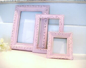 shabby chic frames, pink frames, picture frames, 5x7 frame, painted ...