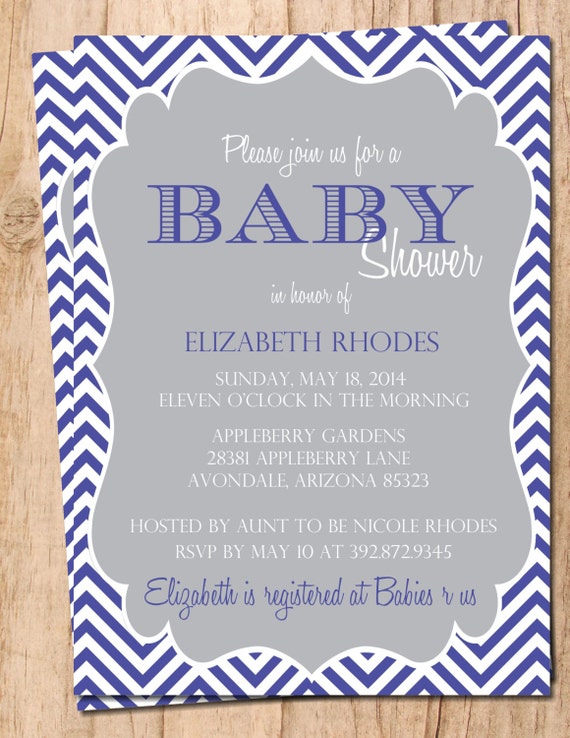 Boy Chevron Baby Shower Invitation . by MoonshyneDesigns on Etsy