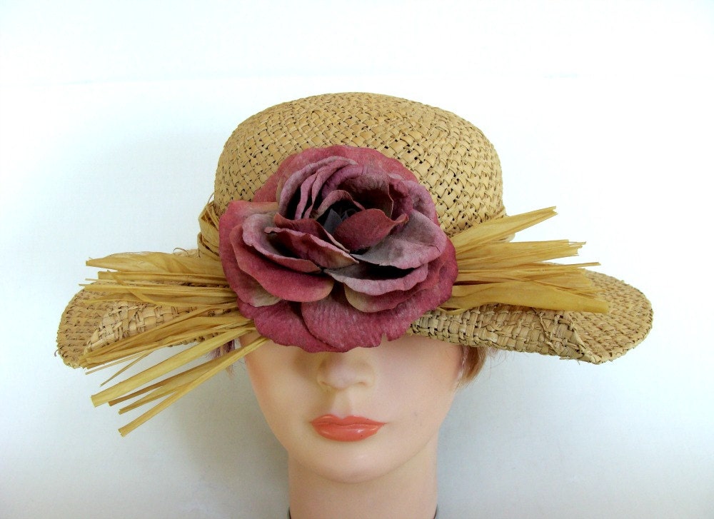 Woven Straw Hat with Rose Flower Mad Hatter Charleston SC Savannah GA ...