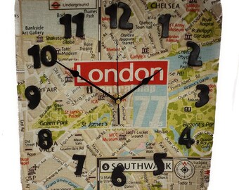 Wall Clock - London Map Fabric Foam Wall Clock