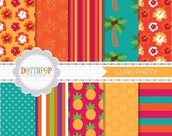 50% OFF SALE Hawaiian Luau Party Digital Paper Pack
