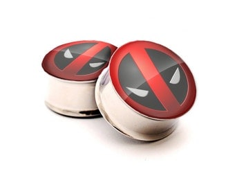 Deadpool Picture Plugs Gauges,Double Flared Plugs -8g,6g,4g,2g,0g,00g,7 ...