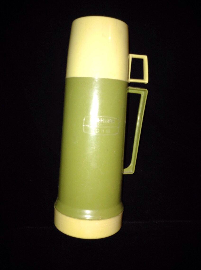 Vintage 1970s Small Retro Two Tone Green Thermos Flask – Haute Juice