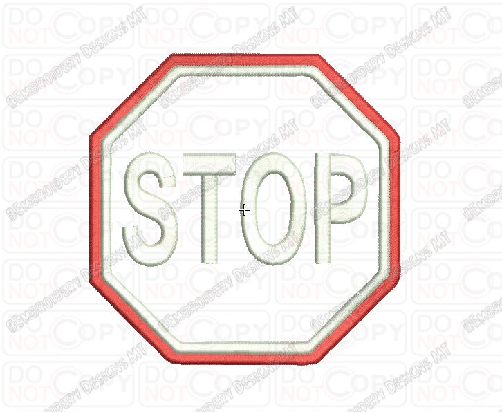 Stop Sign Road Sign Applique Embroidery Design in 3x3 4x4 and