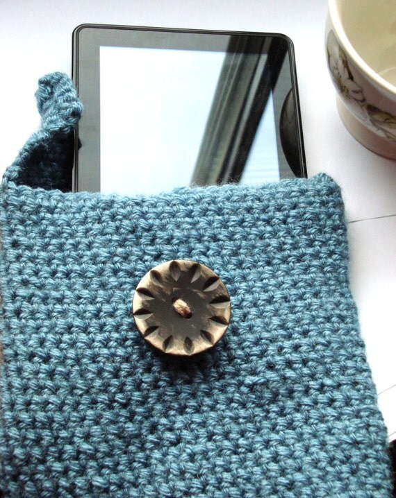 Items similar to Blue Crocheted Kindle, Kindle Fire, Tablet Computer ...