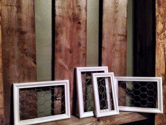 Wire Picture Frame Set High Gloss White with Chicken Wire