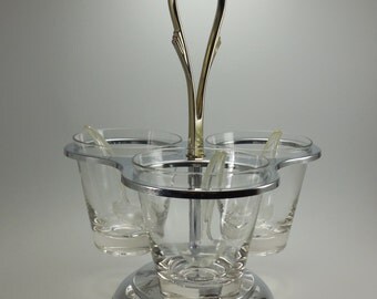 Kromex Condiment Caddy, Silver and Gold Color