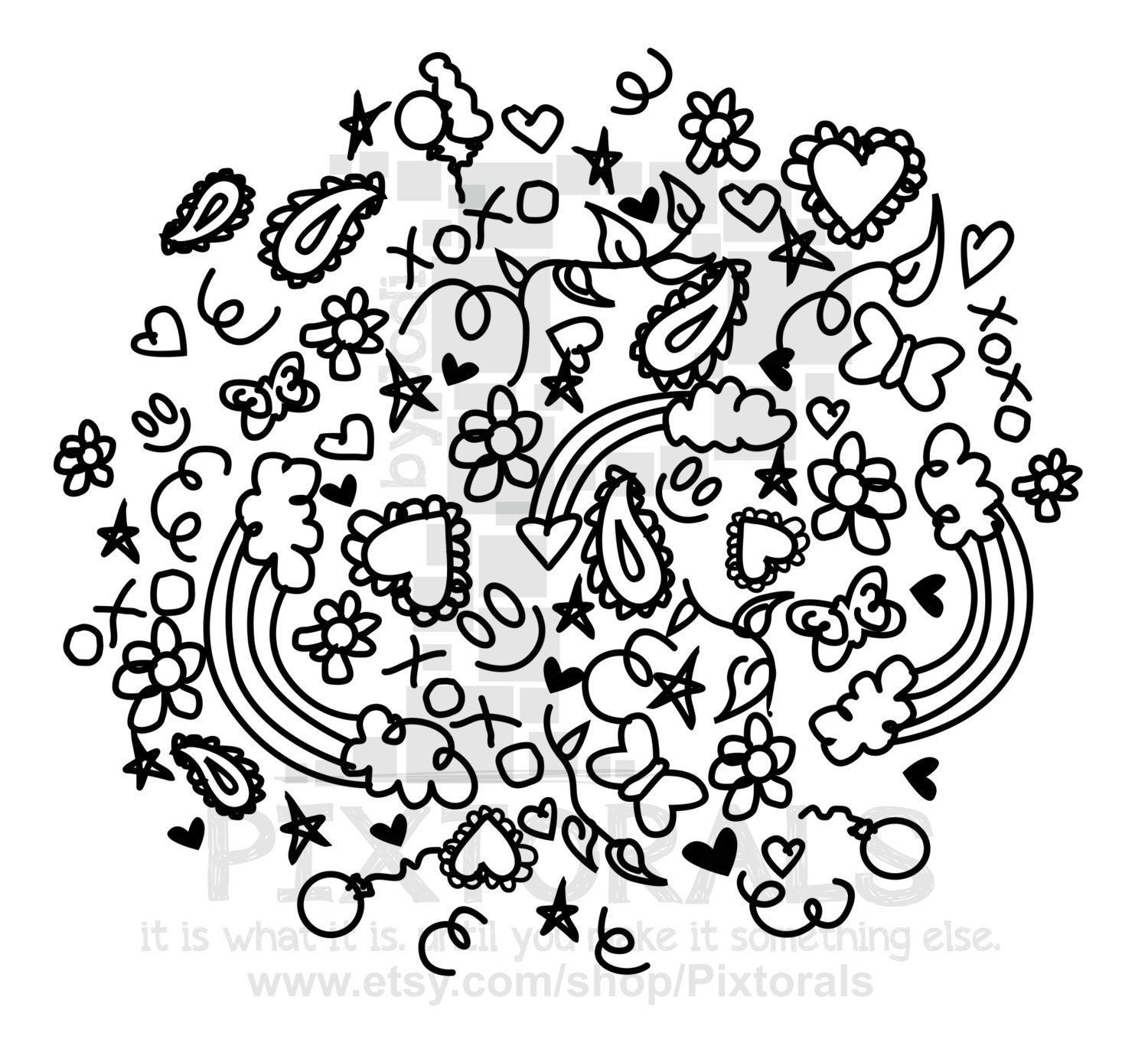 Girly Girls Doodle PNG Transparent background EPS by Pixtorals