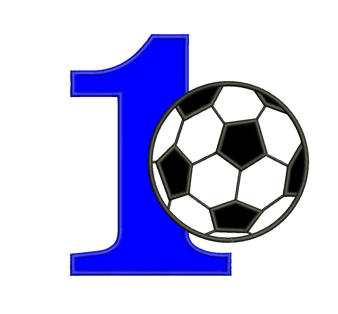 First Birthday Number 1 Soccer Ball Design Machine Embroidery