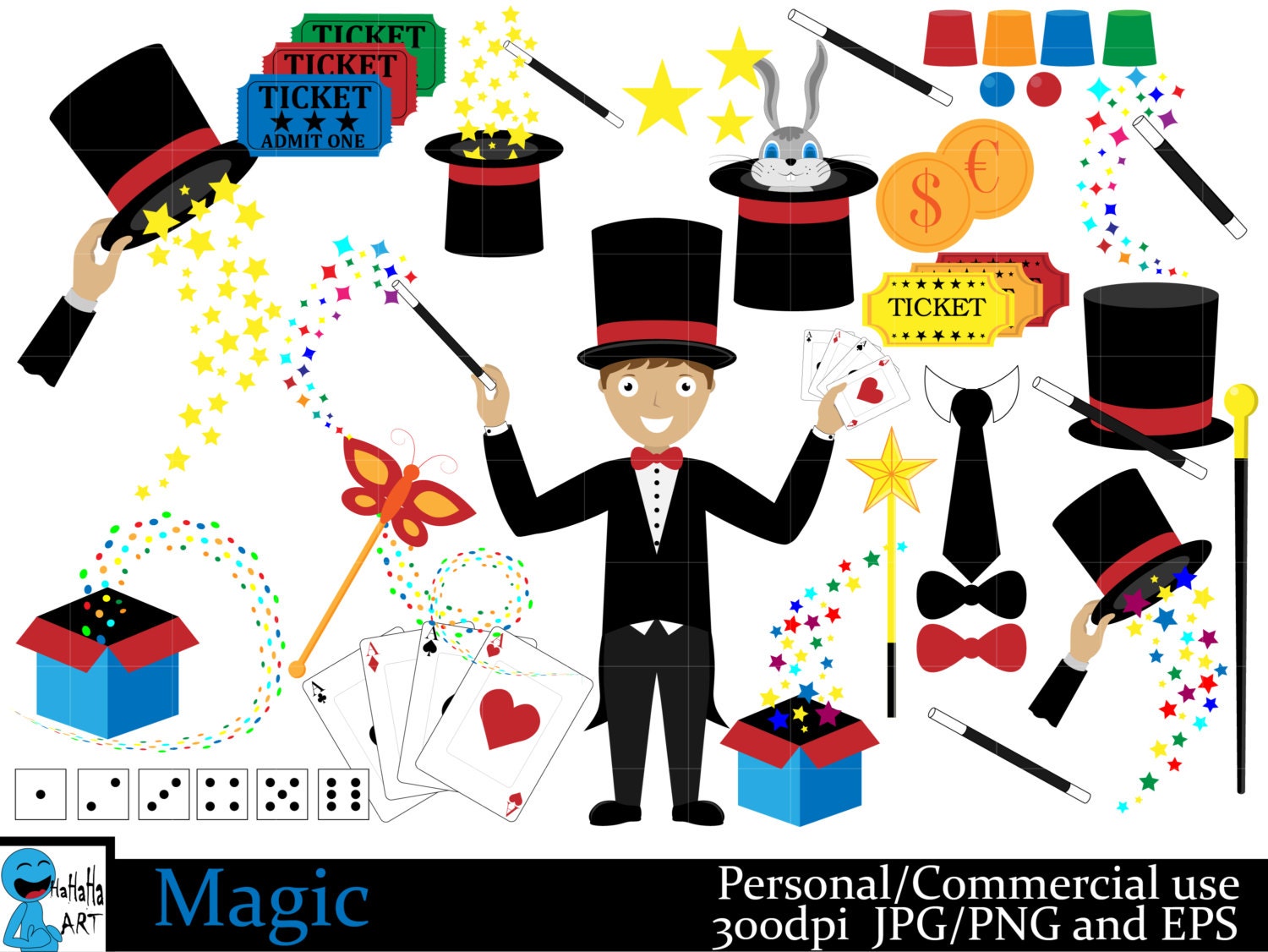 The Magic Show Set Clipart Digital Clip Art Graphics