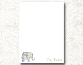 NOTE PAD: Personalized elephant stationery, customized with your name (np8)
