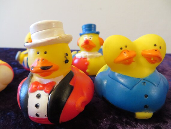 Circus/Carnival rubber ducks.Two-headed duck a clown a